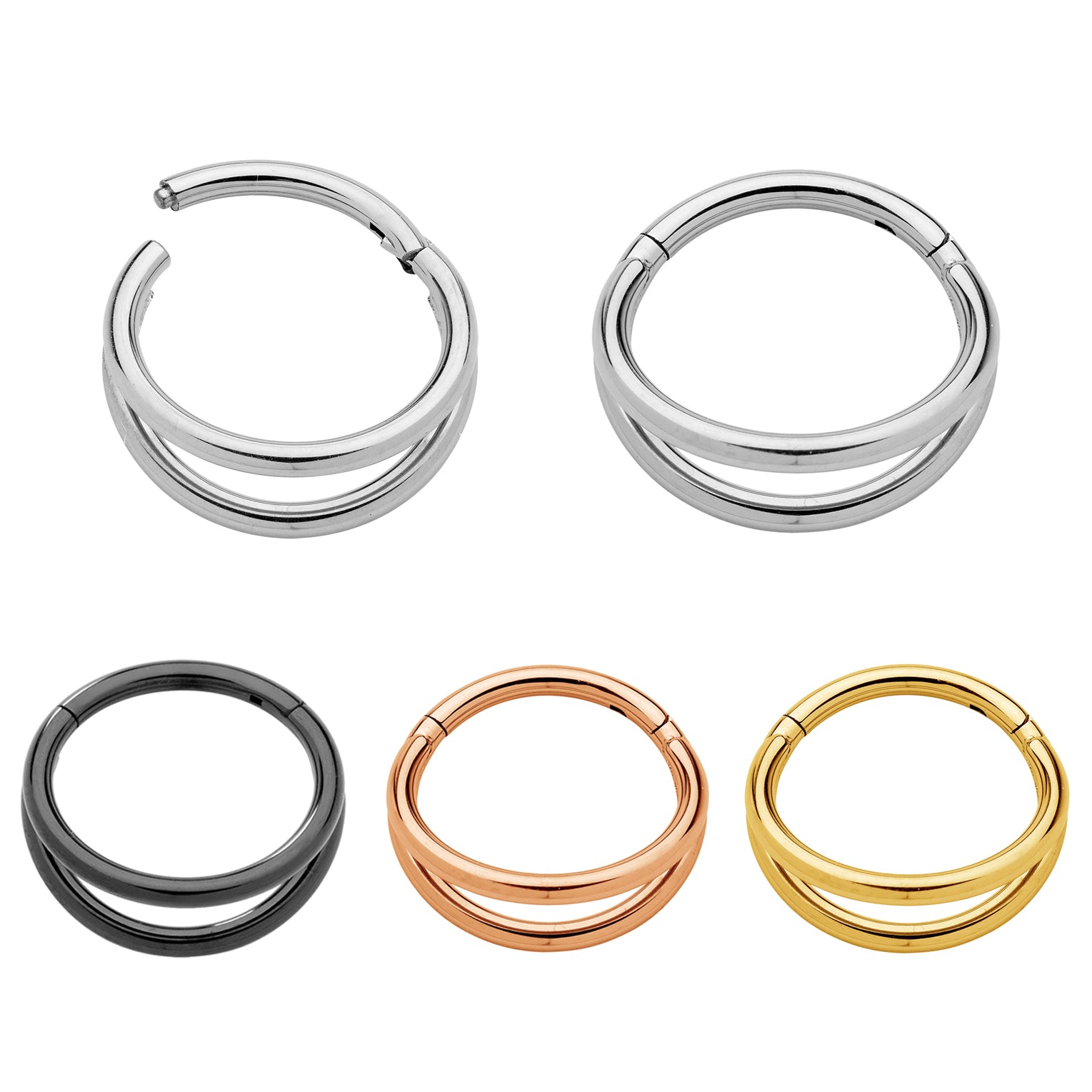 1 Pair 16G Titanium Double Hinged Hoop Sleeper Earrings 8mm 10mm – Halo ...